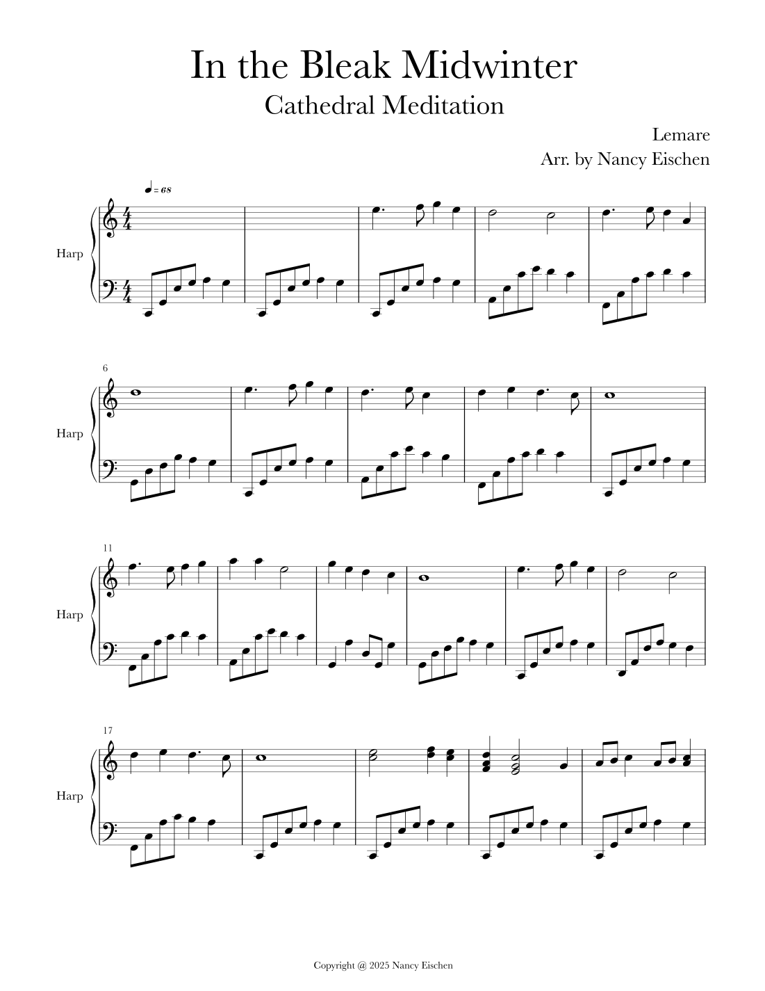 In the Bleak Midwinter Blended wit Cathedral Meditation for lever Harp ...
