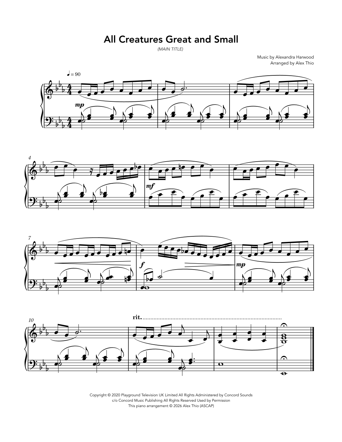 All Creatures Great And Small (Main Title) (arr. Alex Thio) by ...