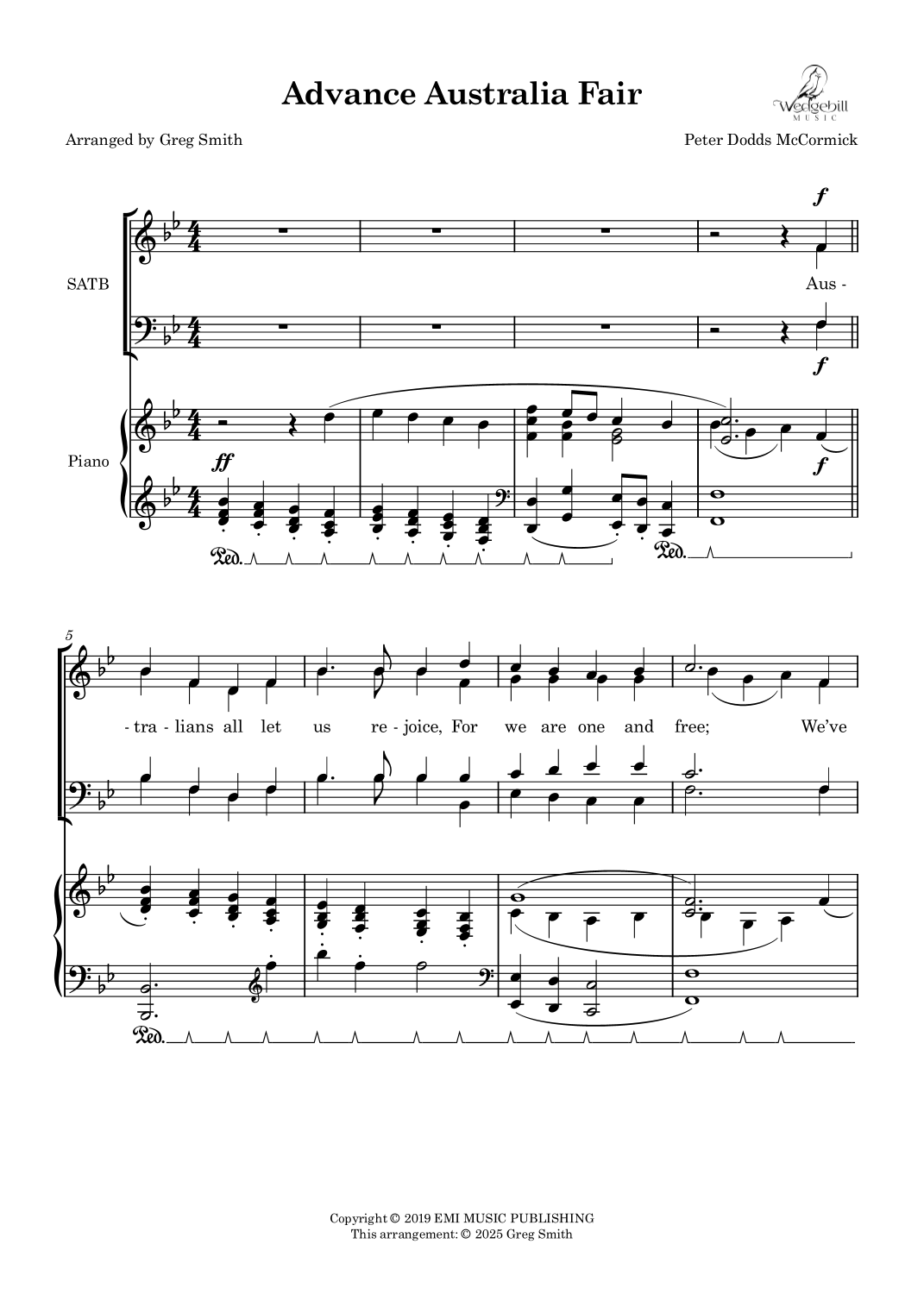 Advance Australia Fair (arr. Gerg Smith) by Peter Dodds McCormick Sheet ...