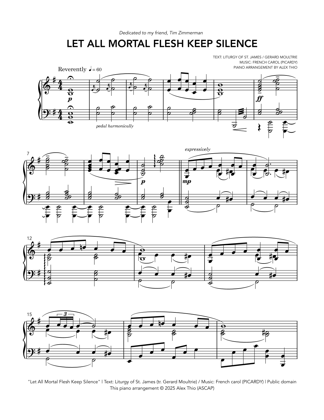 Let All Mortal Flesh Keep Silence - Piano Solo (arr. Alex Thio) by ...