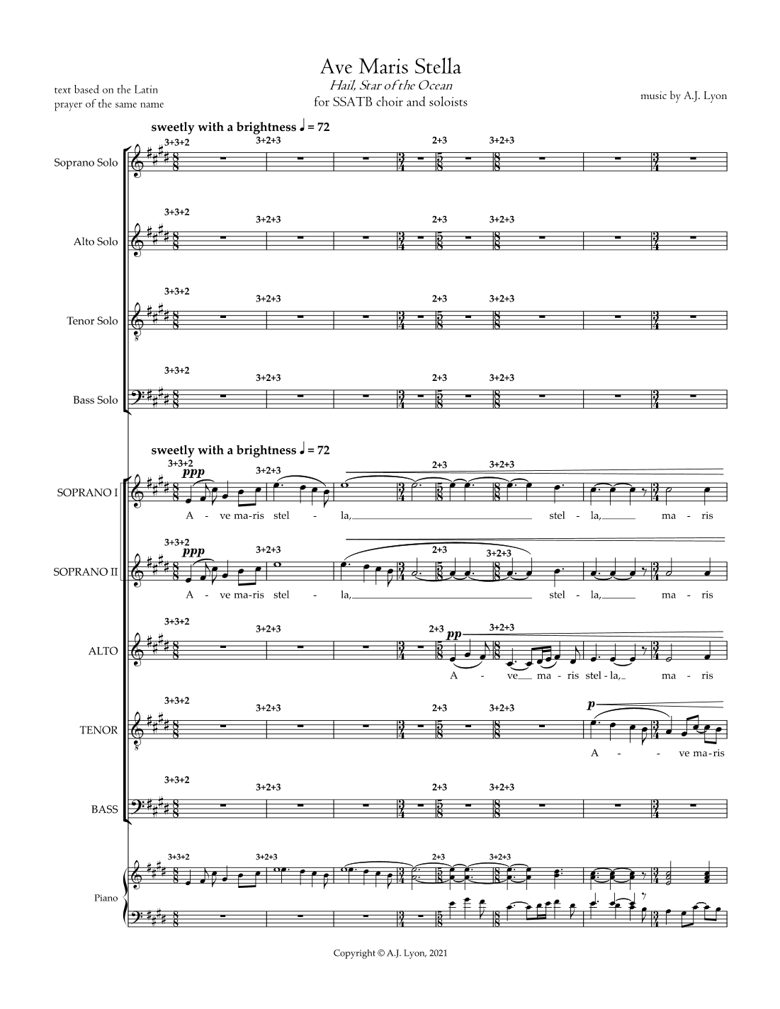 Ave Maris Stella by A.J. Lyon Sheet Music for Choir at Sheet Music Direct