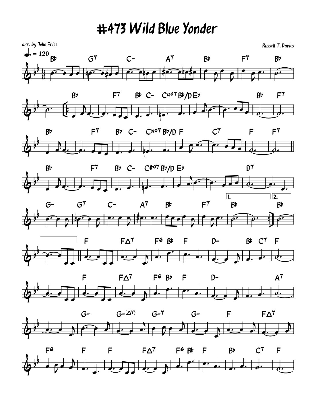 Wild Blue Yonder (arr. John Fries) Sheet Music | Timothy Larcombe ...
