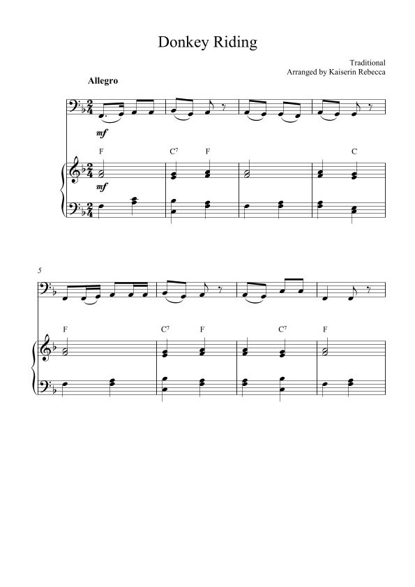 Donkey Riding (arr. Kaiserin Rebecca) Sheet Music | Traditional ...