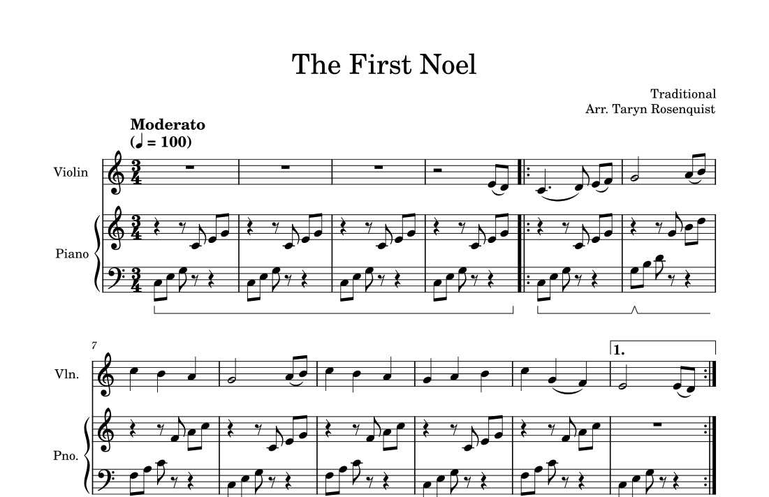 The First Noel for Violin and Piano (arr. Taryn Rosenquist) by ...