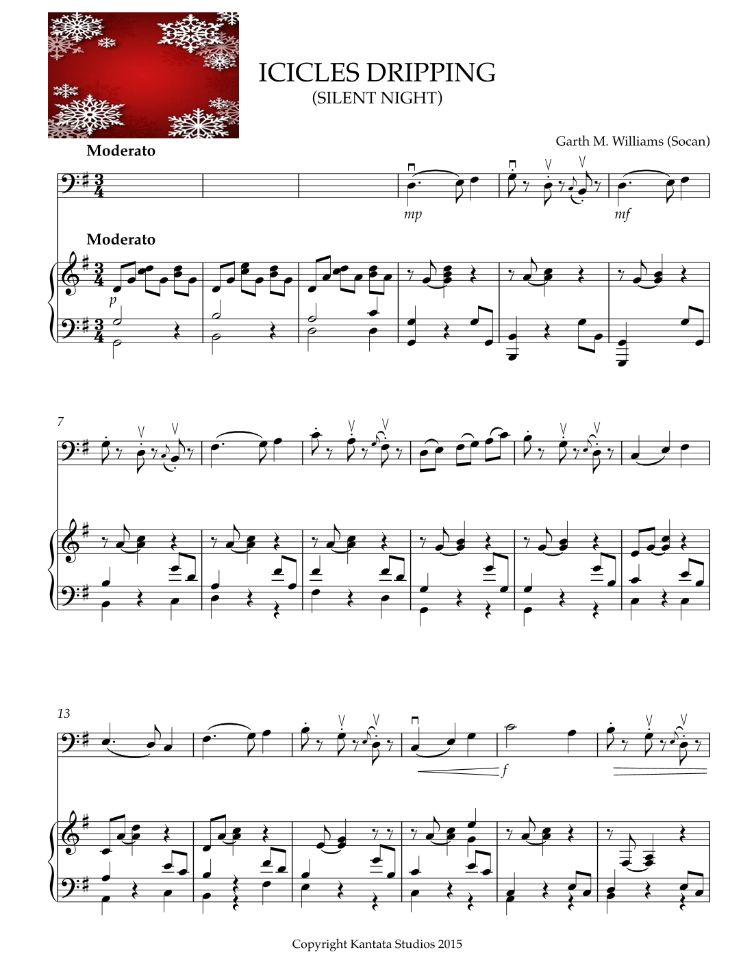 ICICLES DRIPPING FOR SOLO CELLO AND PIANO by Garth Williams Sheet Music ...