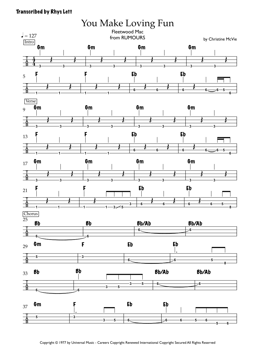 You Make Lovin' Fun (arr. Rhys Lett) by Fleetwood Mac Sheet Music for ...