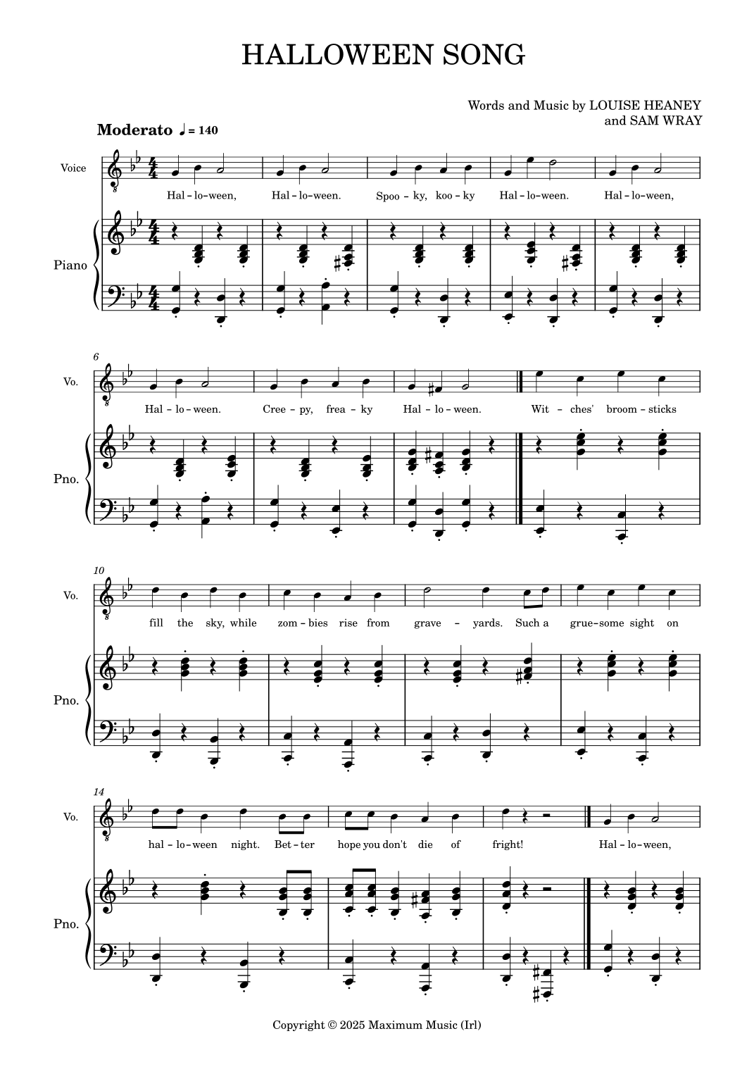 Halloween Song by Stardiva Sheet Music for Piano & Vocal at Sheet Music ...
