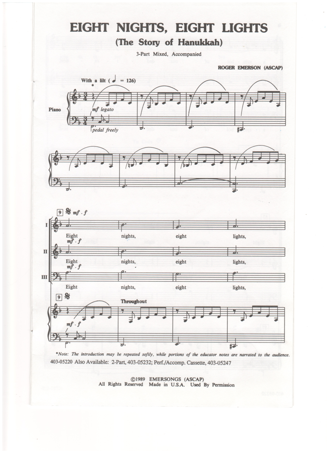 Eight Nights, Eight Lights (The Story of Hanukkah) by Roger Emerson ...