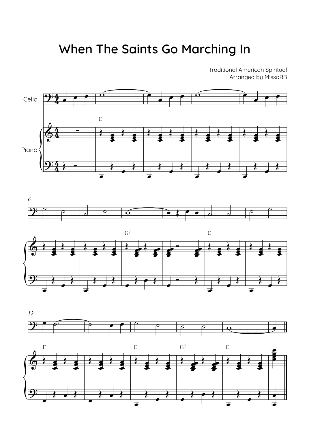 When the Saints Go Marching In - Alto Sax & Piano in C With Chords ...