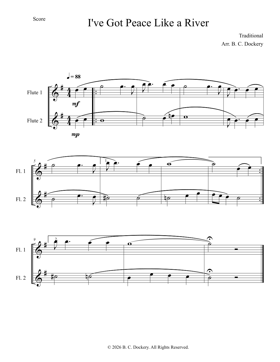 I've Got Peace Like a River (Flute Duet) (arr. B. C. Dockery) by ...