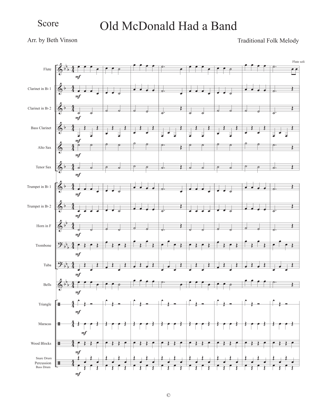 OLD MCDONALD HAD A BAND (ARR. BETH VINSON) POR TRADITIONAL AMERICAN ...