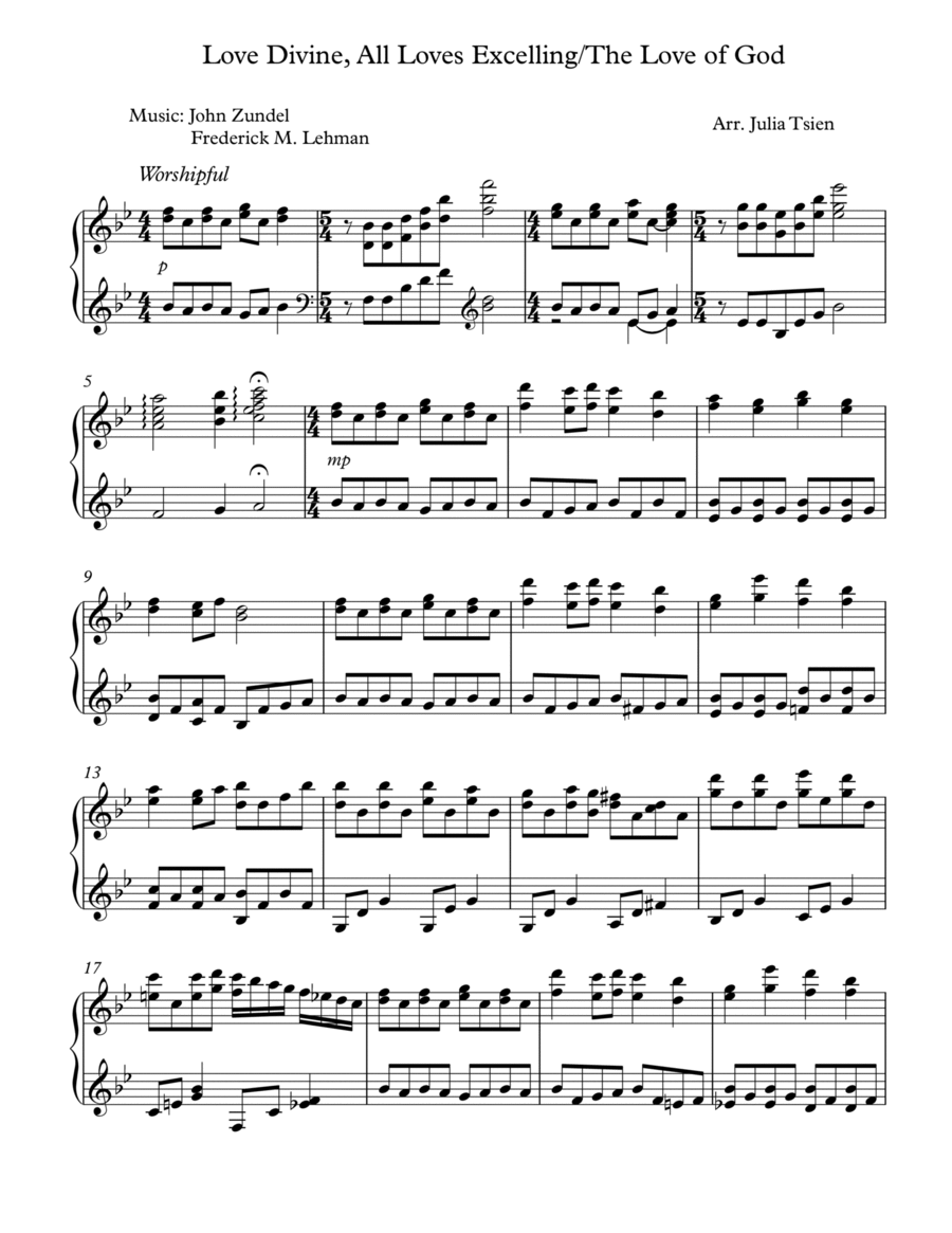 Love Divine/The Love of God, piano solo (arr. julia tsien) by julia ...