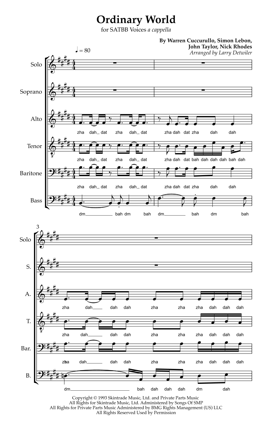 Ordinary World (arr. Larry Detwiler) by Duran Duran Sheet Music for 5 ...