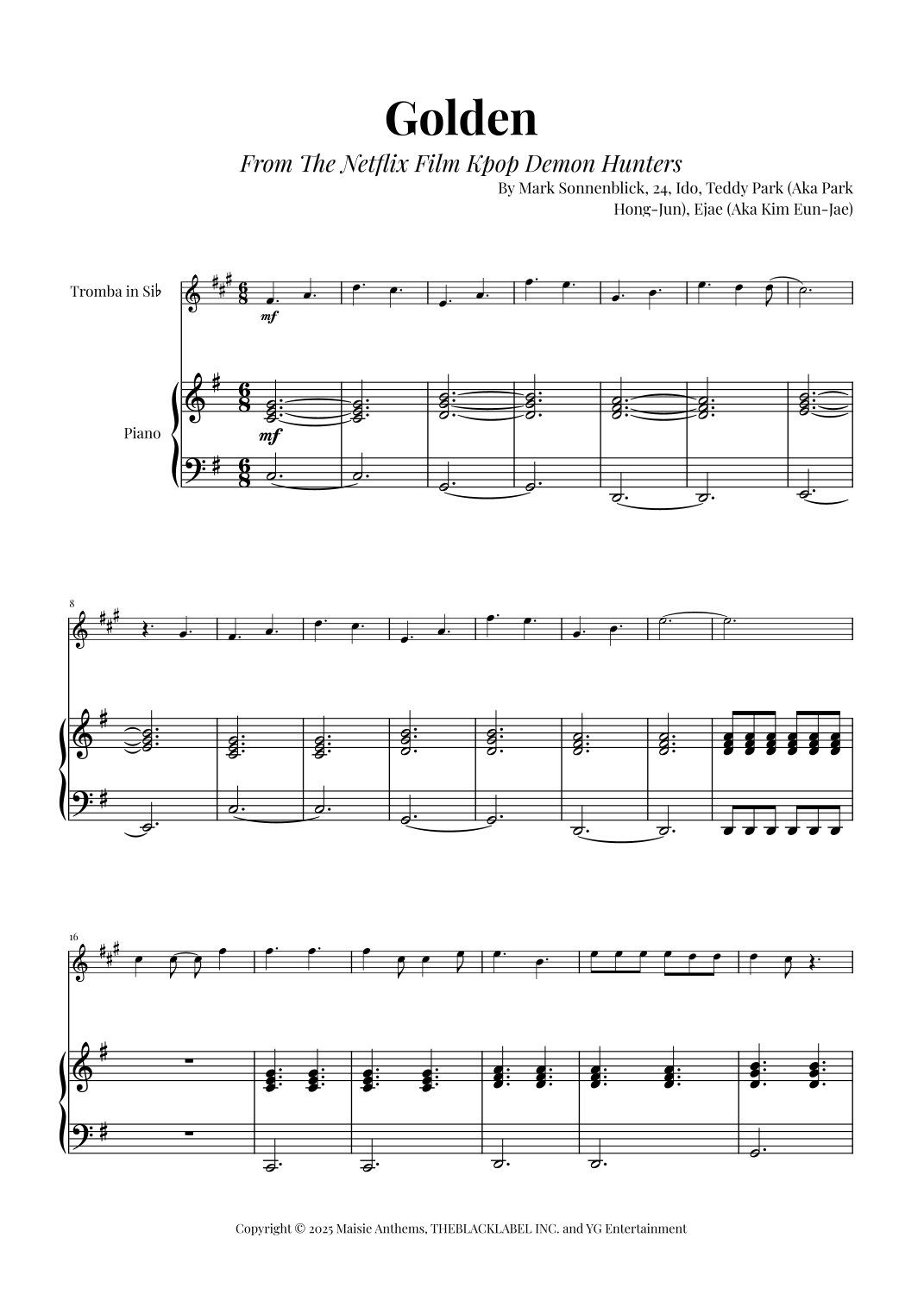 Golden (arr. Glauco Fernandes) by Huntr/X (Ejae, Audrey Nuna And Rei ...