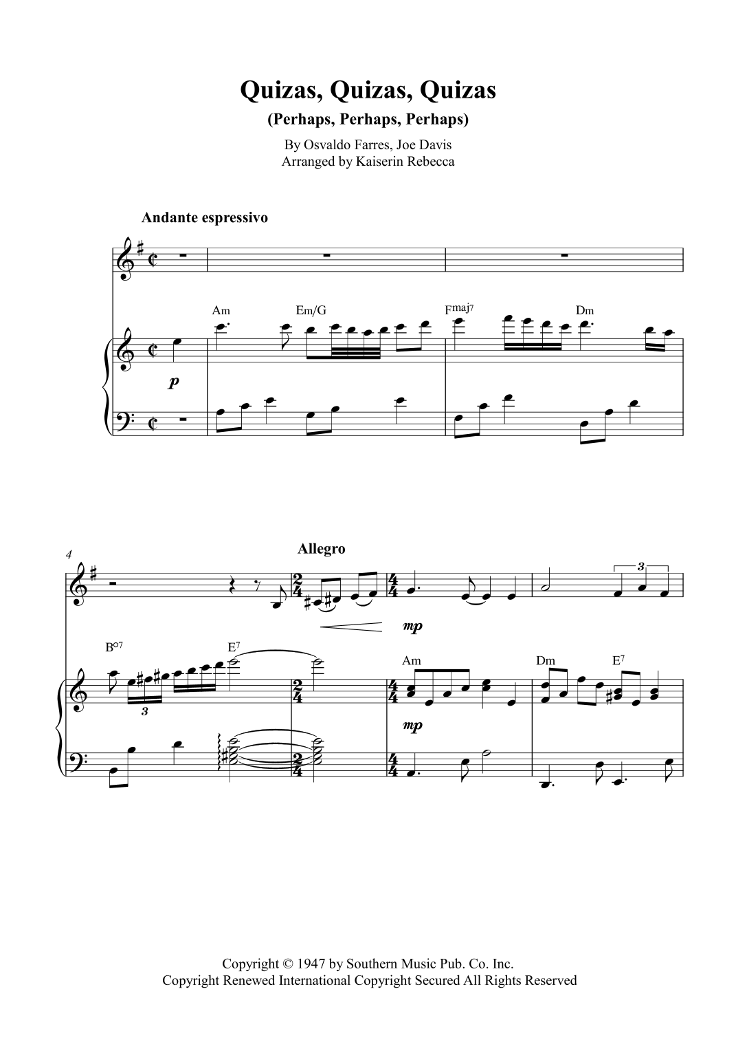 Quizas, Quizas, Quizas (Perhaps, Perhaps, Perhaps) (arr. Kaiserin ...