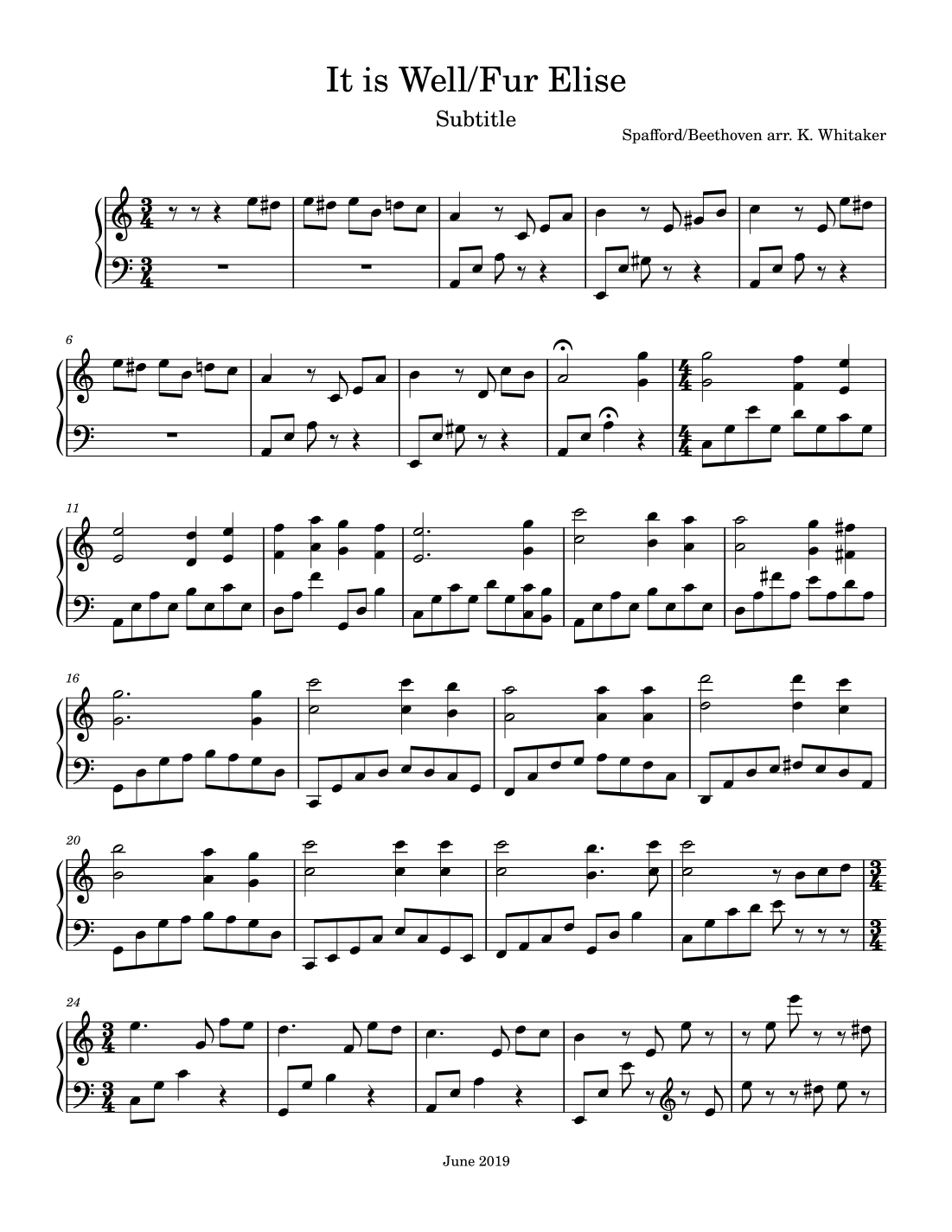 Fur Elise/It is Well (arr. Kay Whitaker) by Beethoven/Spafford Sheet ...