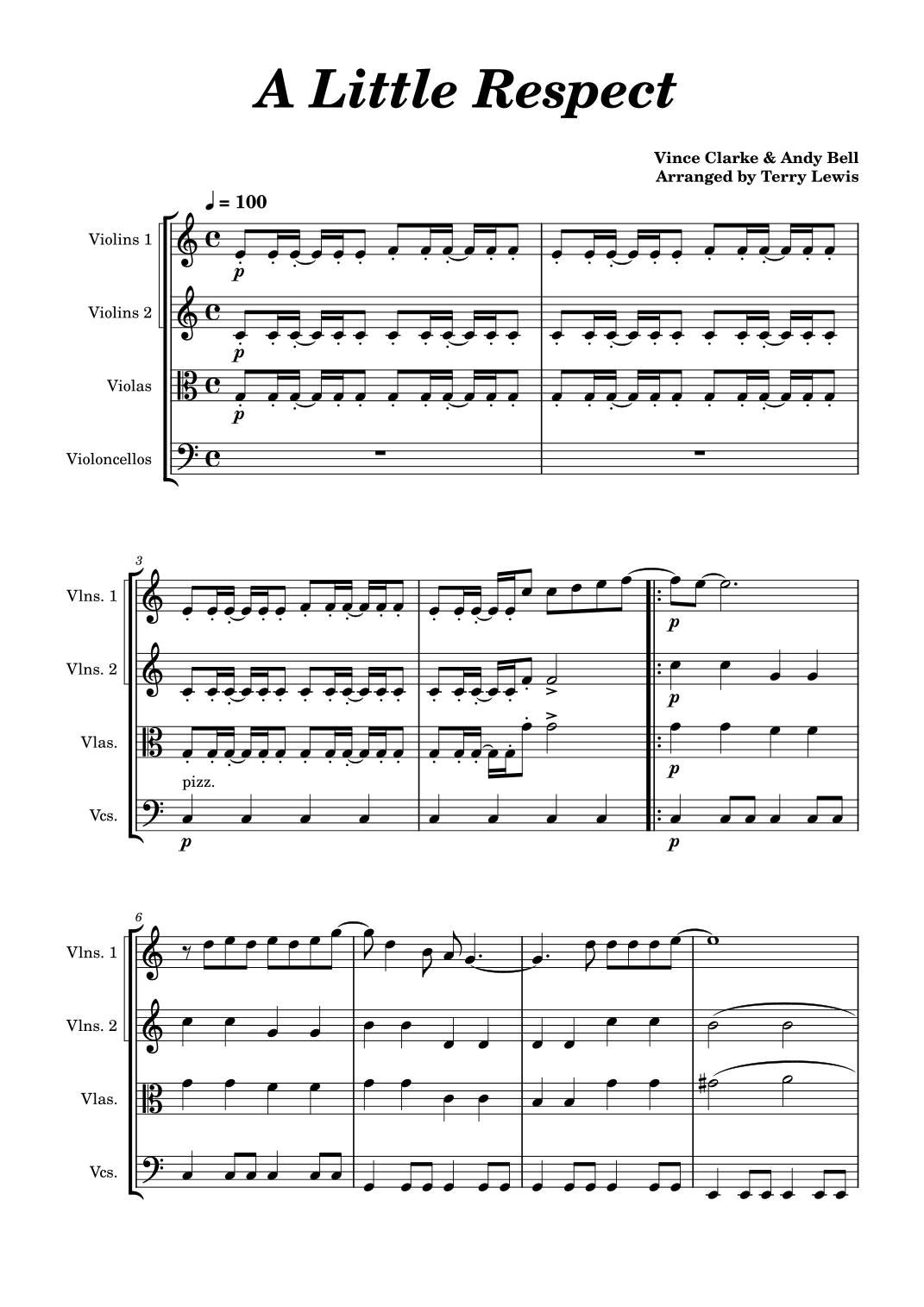 A Little Respect (arr. Terry Lewis) by Erasure Sheet Music for String ...