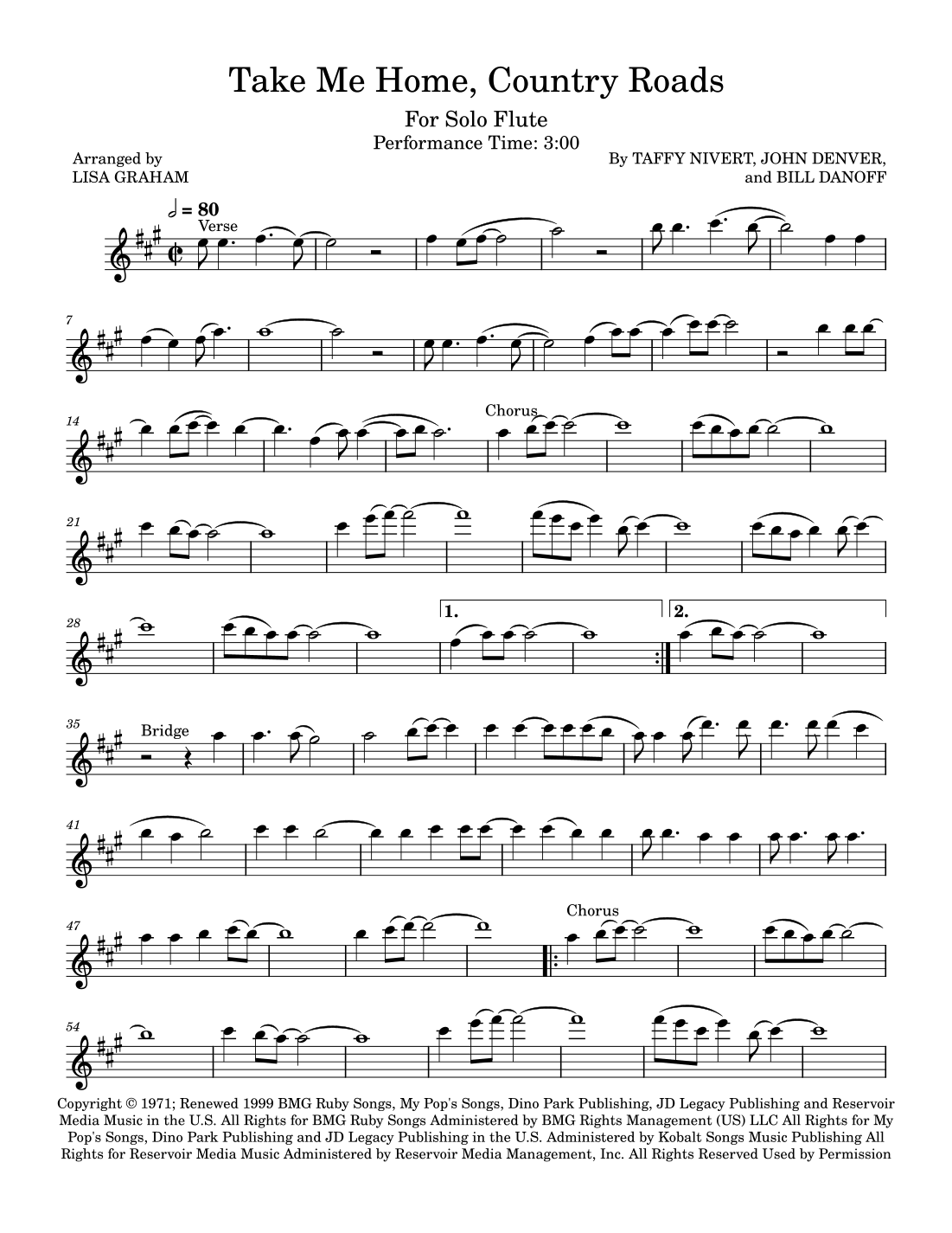 Take Me Home, Country Roads (arr. Lisa Graham) by John Denver Sheet ...
