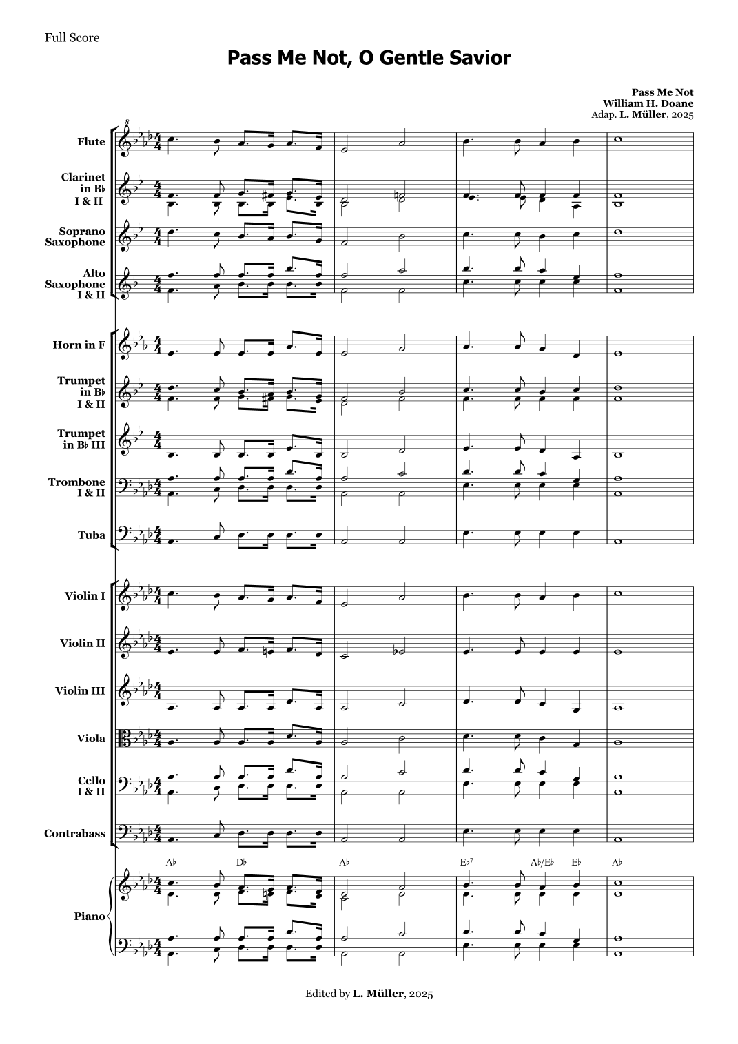 Pass Me Not, O Gentle Savior - for Beginner Orchestra with chords (arr ...
