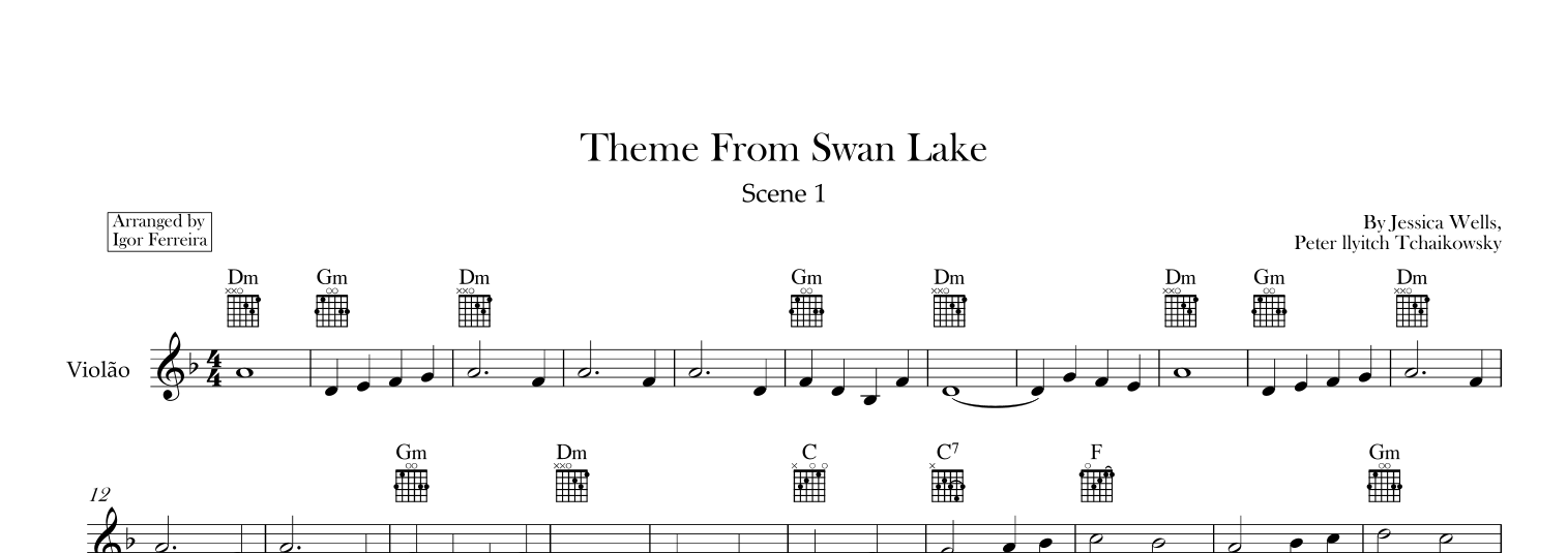 Theme From Swan Lake by Peter Ilyich Tchaikovsky Sheet Music for Guitar ...