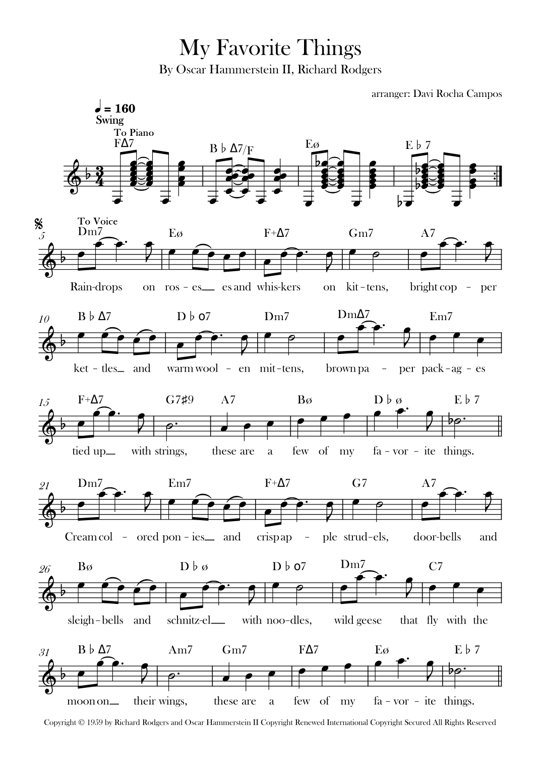 My Favorite Things (arr. Davi Rocha Campos) by John Coltrane Sheet ...