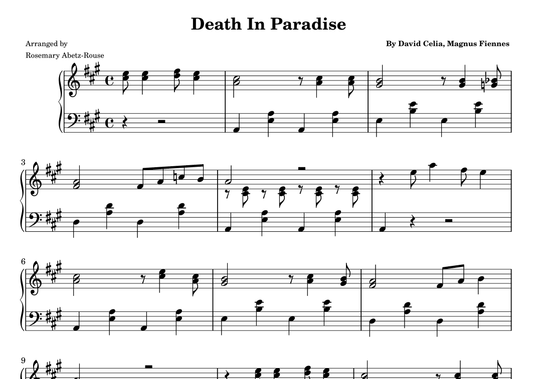 Death In Paradise (arr. Rosemary Abetz-Rouse by David Celia Sheet Music ...