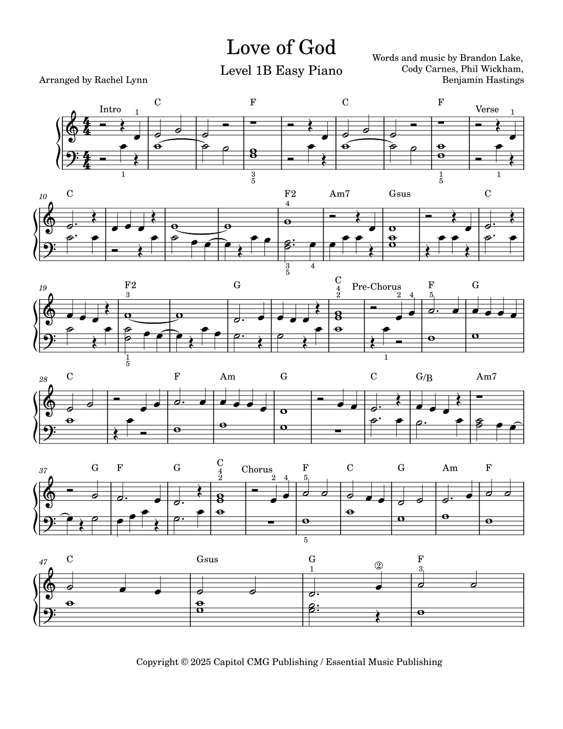 Love Of God (arr. Rachel Lynn) von Phil Wickham Noten zum Klavier ...