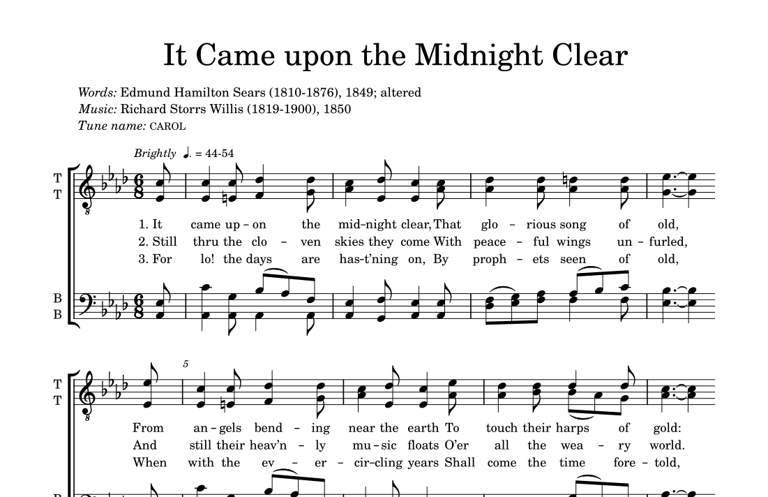 It Came Upon the Midnight Clear TTBB (arr. Unknown) por Traditional ...