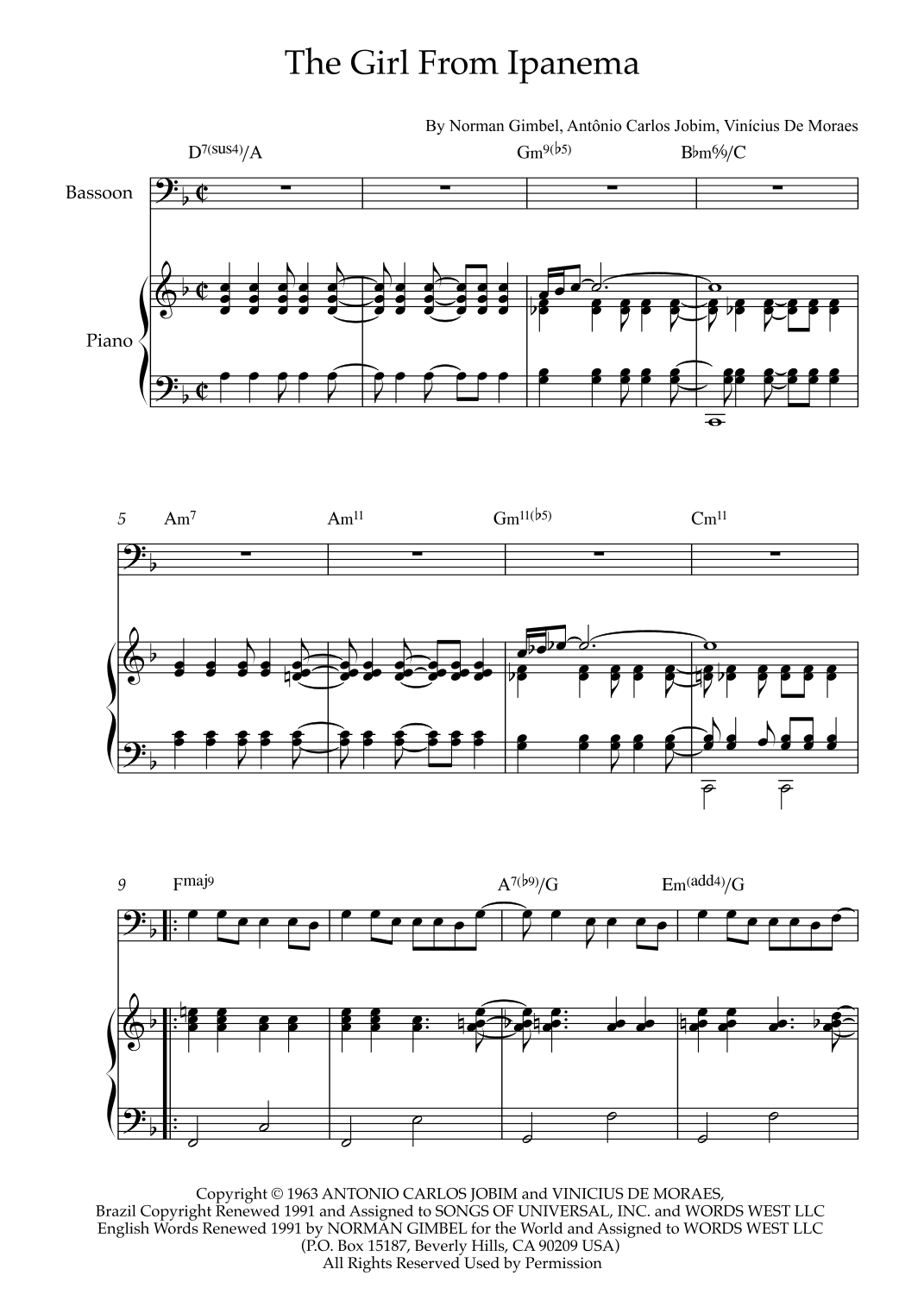 The Girl From Ipanema (Garôta De Ipanema) (arr. Karen Gueiros) by Stan ...
