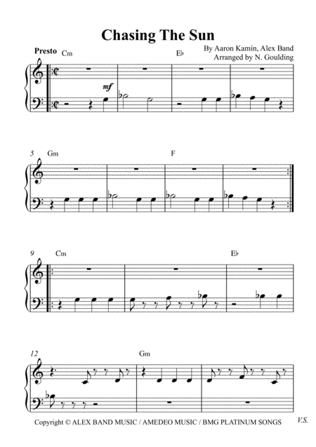 Chasing The Sun (arr. Nicholas Goulding) by The Calling Sheet Music for ...