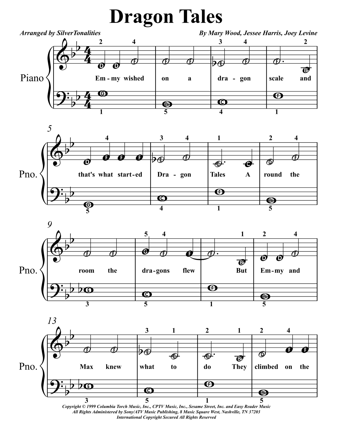 Dragon Tales Theme (arr. SilverTonalities) by Joey Levine Sheet Music ...