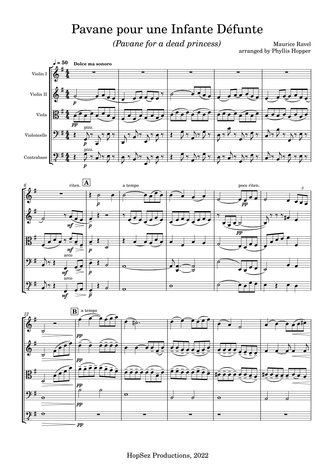Pavane pour une Infante Défunte - String Orchestra (arr. Phyllis Hopper ...