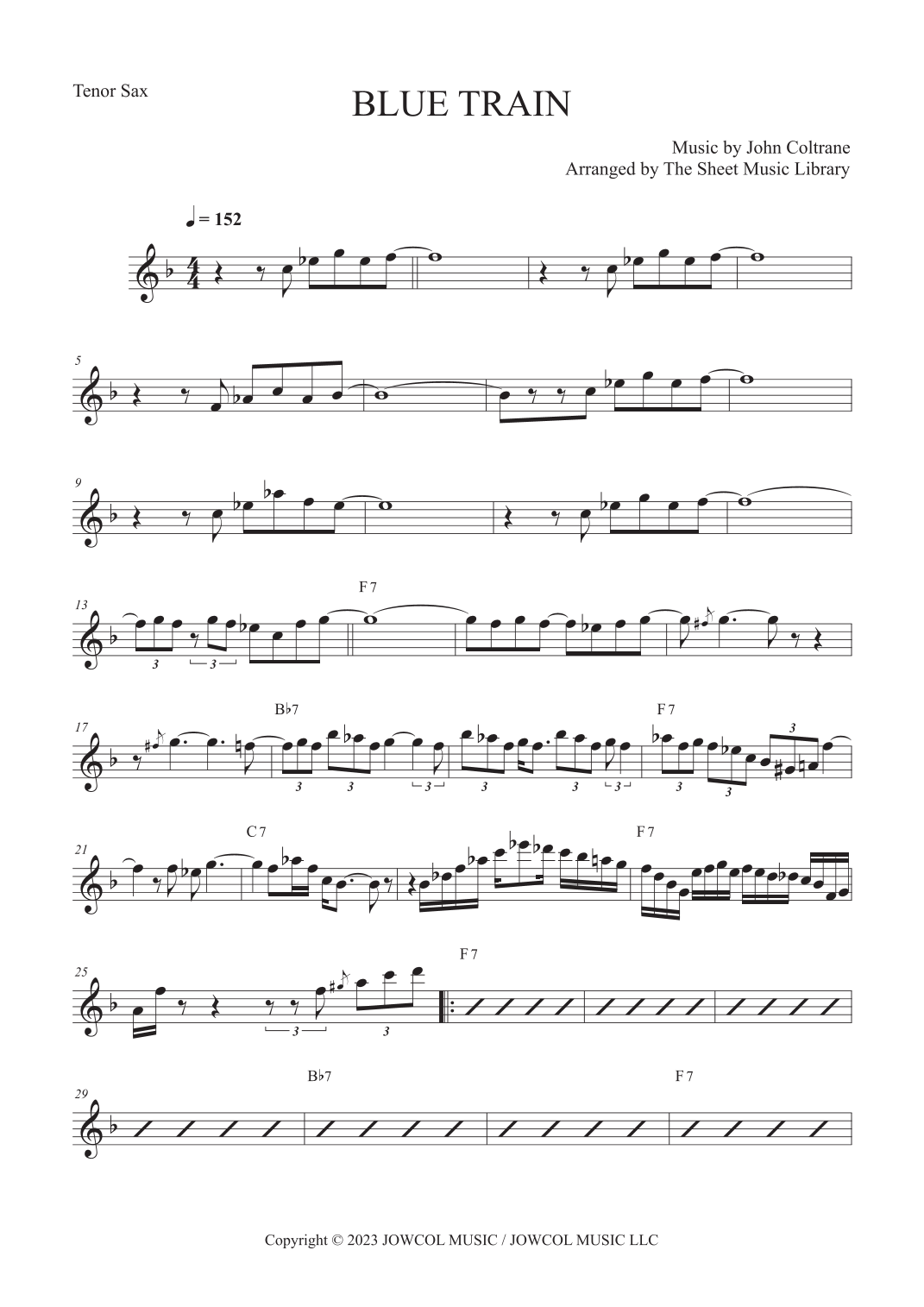 Blue Trane (arr. The Sheet Music Library) by Hiromi Sheet Music for ...