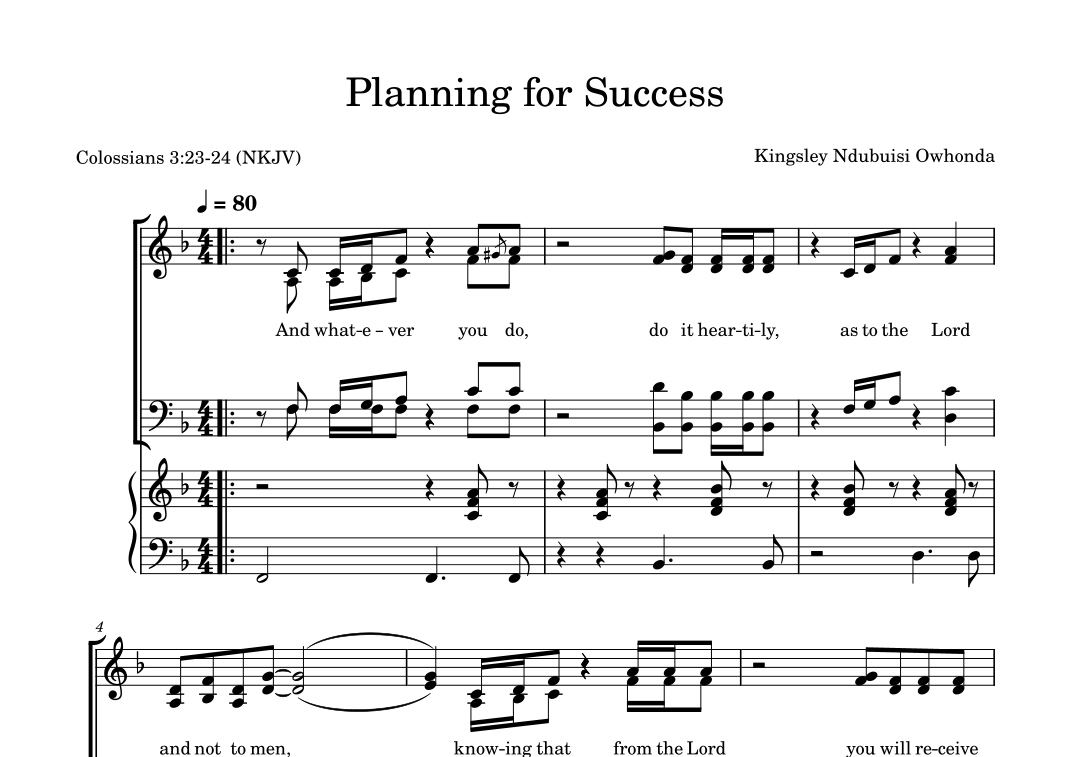 Planning for Success Sheet Music | Dr. Kingsley Owhonda | SATB Choir