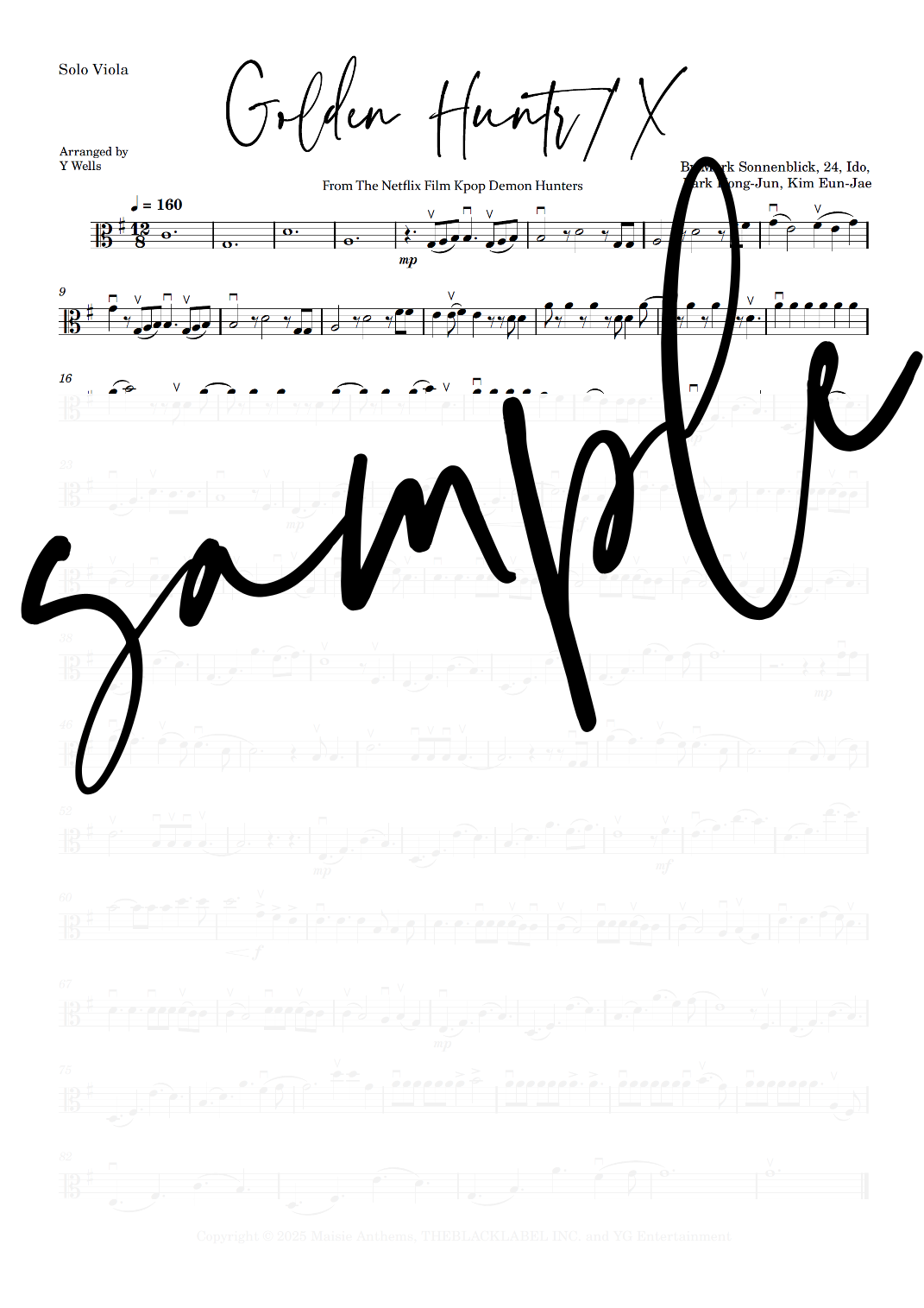 Golden (arr. Y Wells) by Huntr/X (Ejae, Audrey Nuna And Rei Ami) Sheet ...