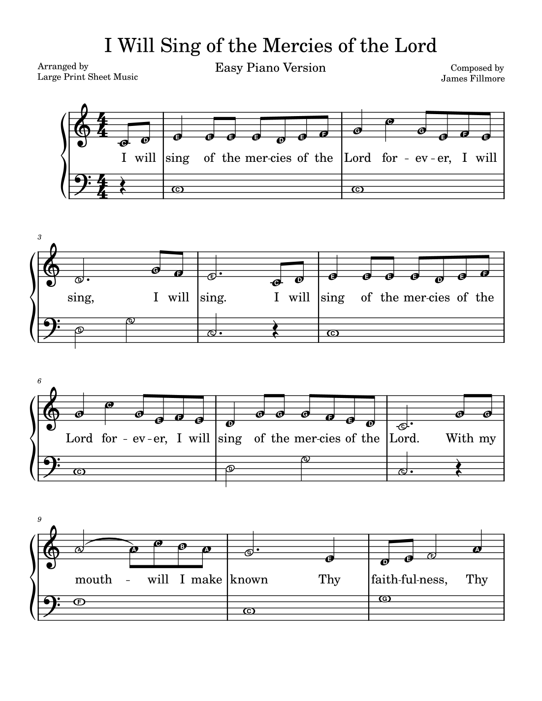 I Will Sing of the Mercies of the Lord Forever with NOTE NAMES (arr ...