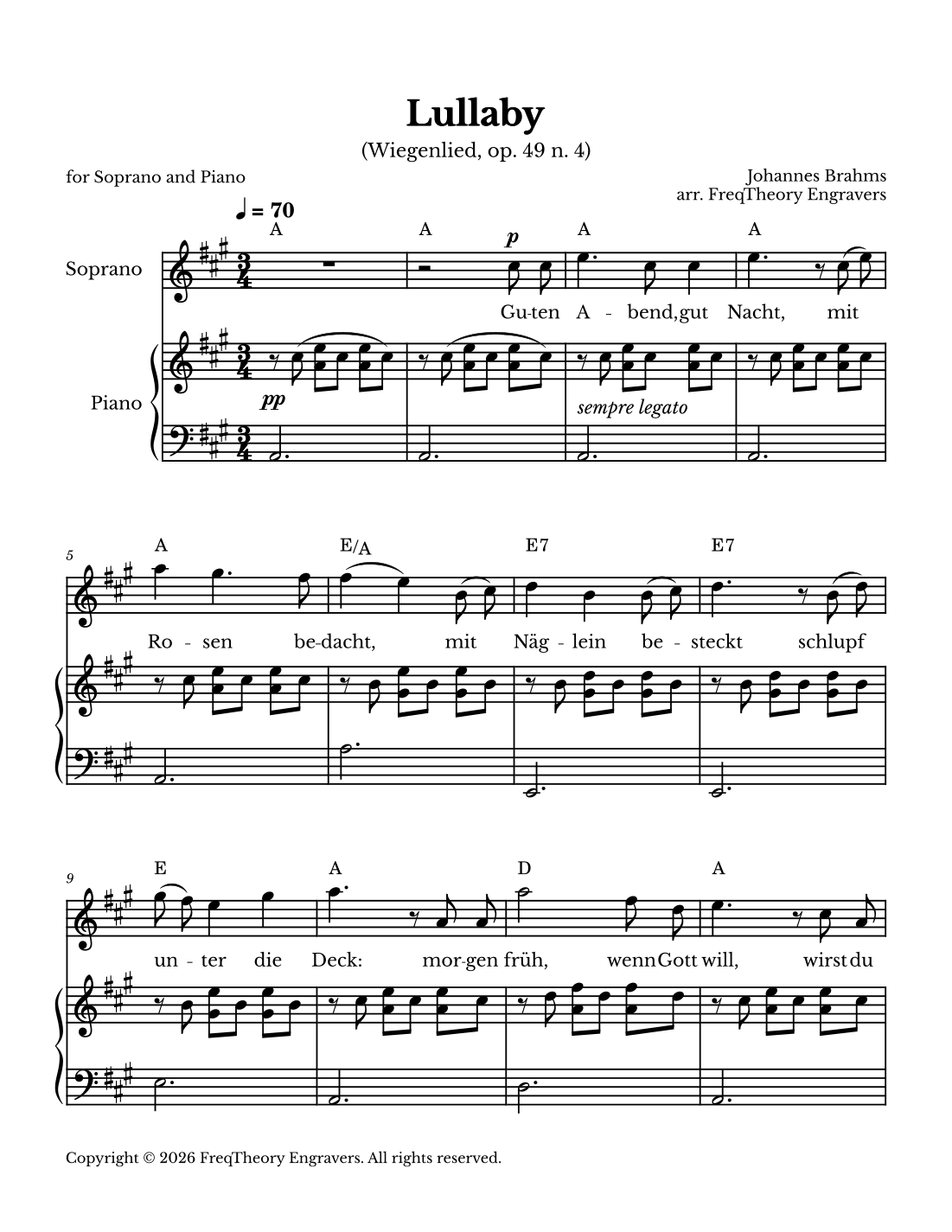 Lullaby - for Soprano Voice and Piano (arr. FreqTheory Engravers) by ...