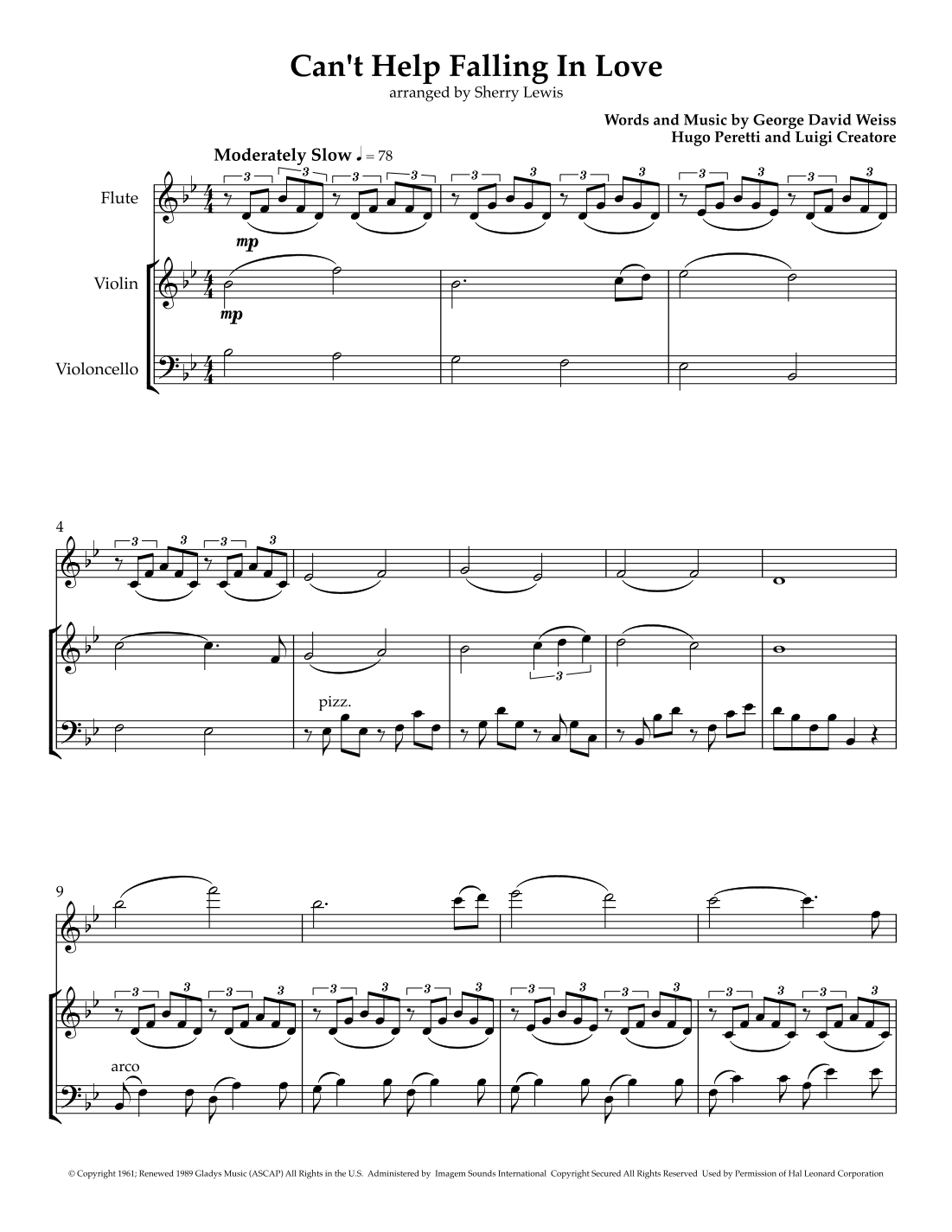 Can't Help Falling In Love (arr. Sherry Lewis) by Elvis Presley Sheet Music for Performance ...