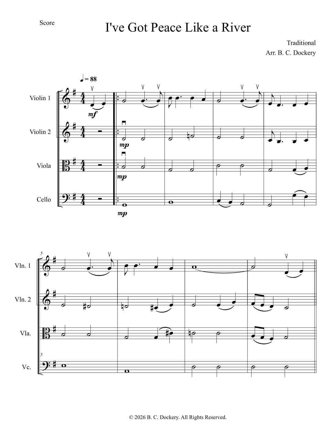 I've Got Peace Like a River (String Quartet) (arr. B. C. Dockery) by ...