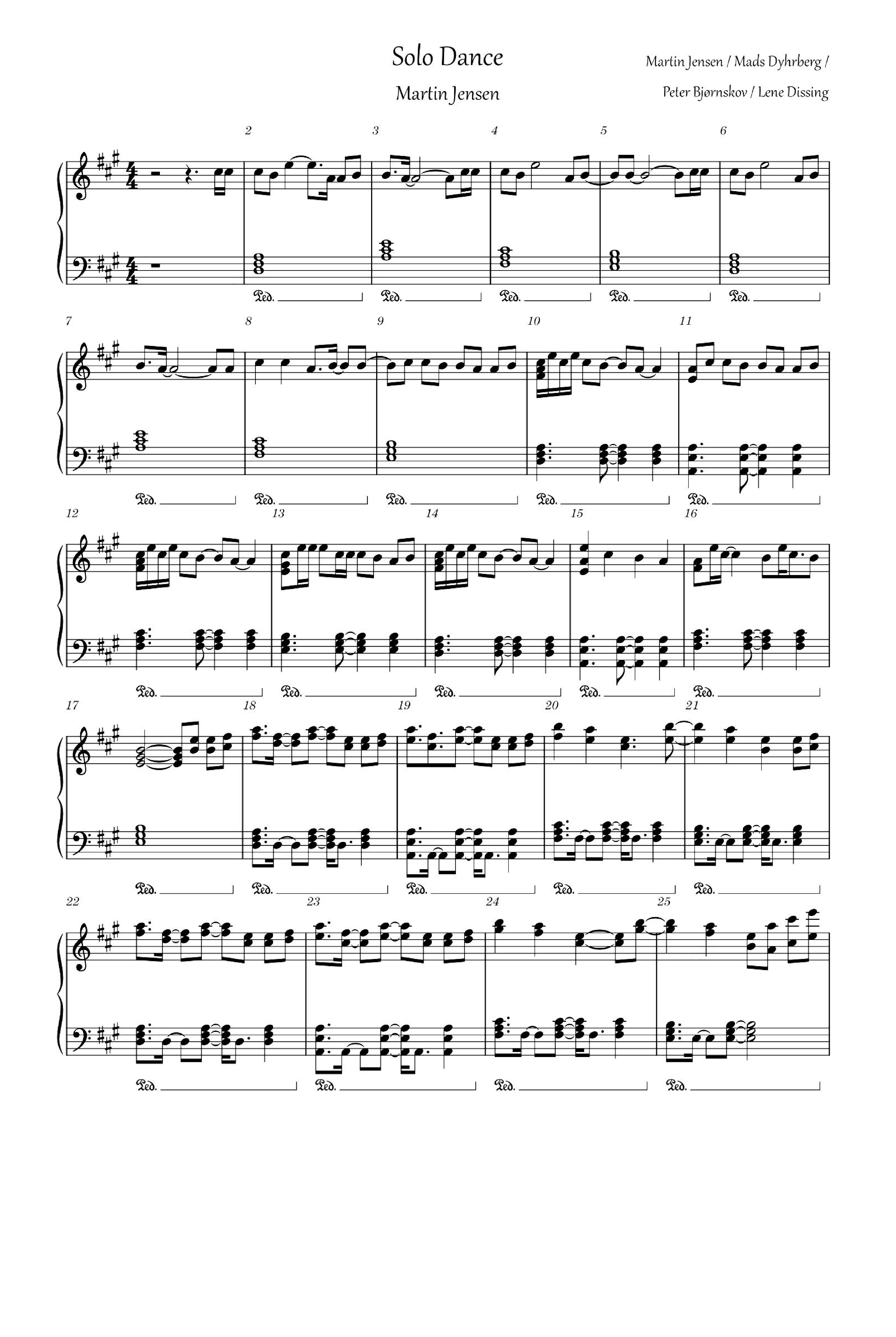 Solo Dance (arr. Martin Jensen) by Martin Jensen Sheet Music for Piano ...