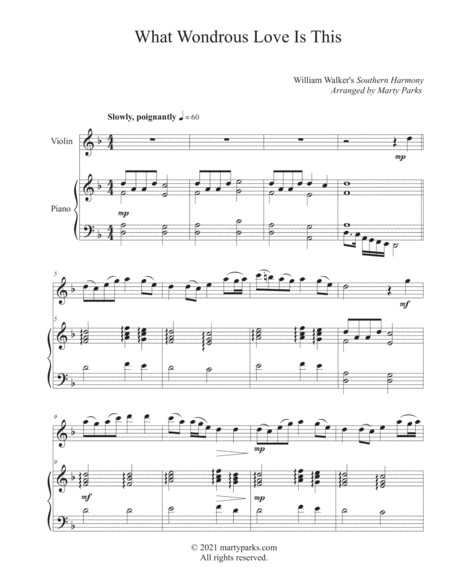 What Wondrous Love Is This (Violin-Piano) (arr. Marty Parks) by William ...