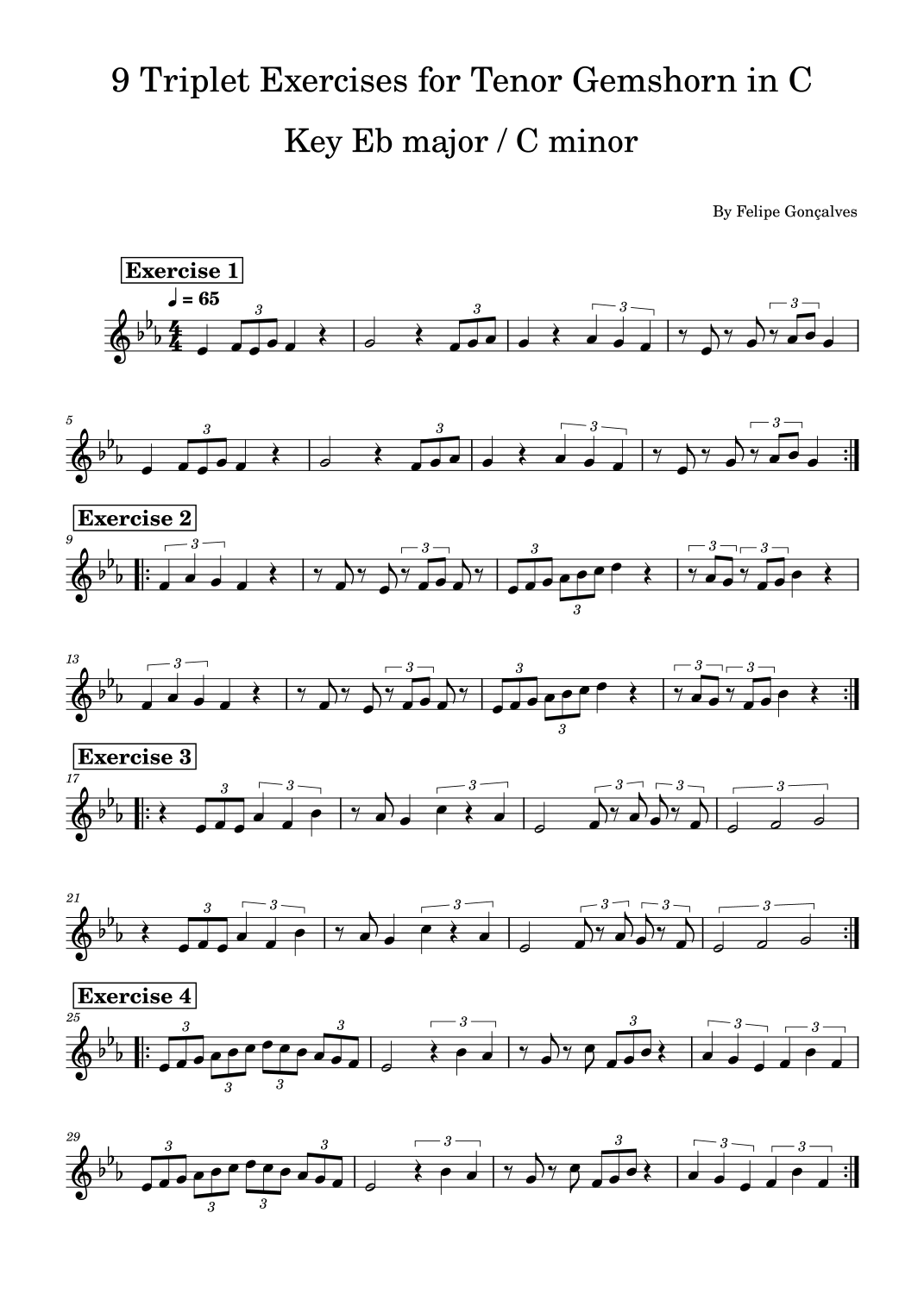 9 Triplet Exercises for Tenor Gemshorn in C von Felipe Gonçalves Noten ...