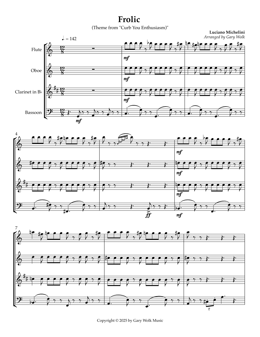 Frolic (Theme From Curb Your Enthusiasm) (arr. Gary Wolk) by Luciano ...