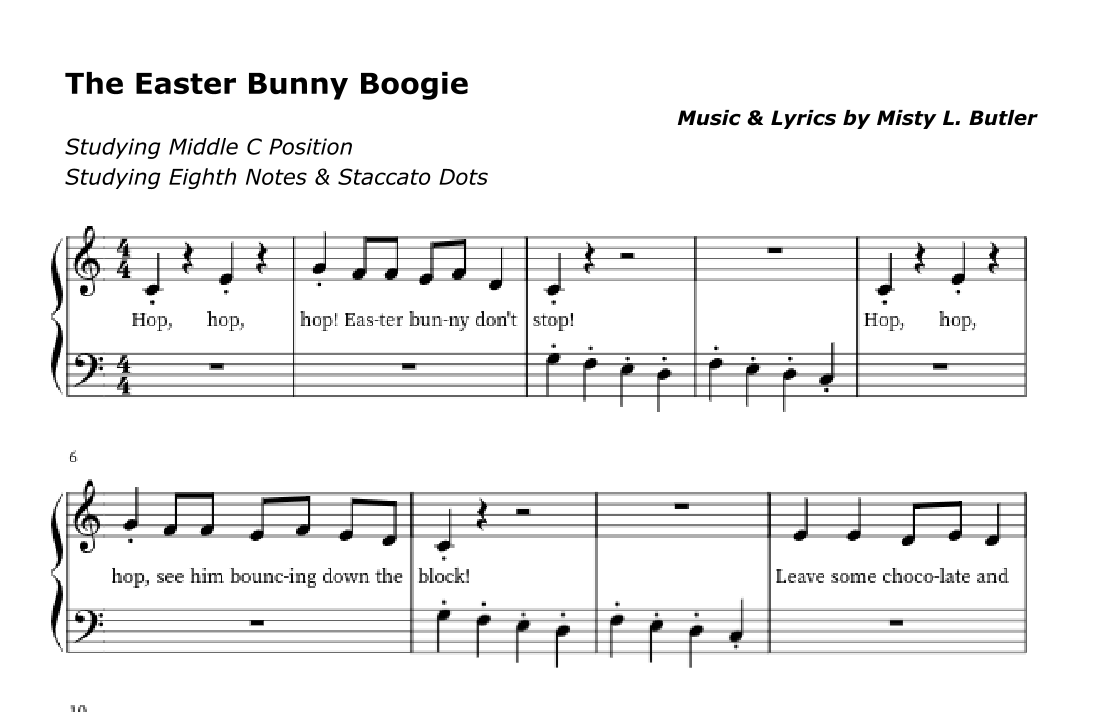 The Easter Bunny Boogie Sheet Music | Misty L. Butler | Easy Piano