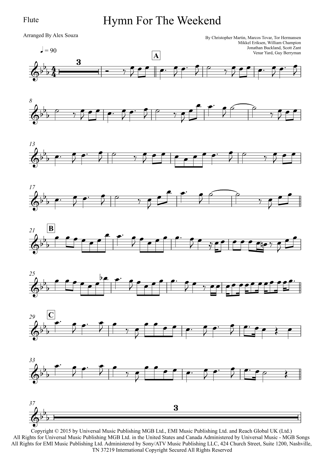 Hymn For The Weekend (arr. Alex Souza) by Coldplay Sheet Music for ...
