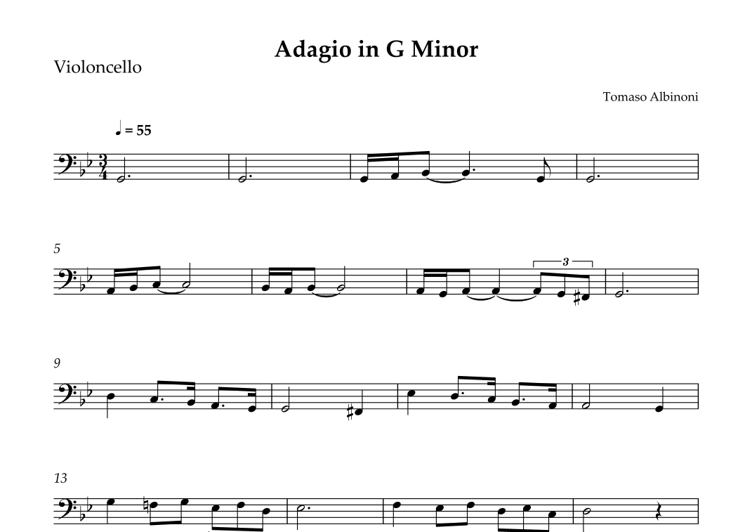 Adagio in G Minor (arr. Wesley S. SIlva) by Tomaso Albinoni Sheet Music ...