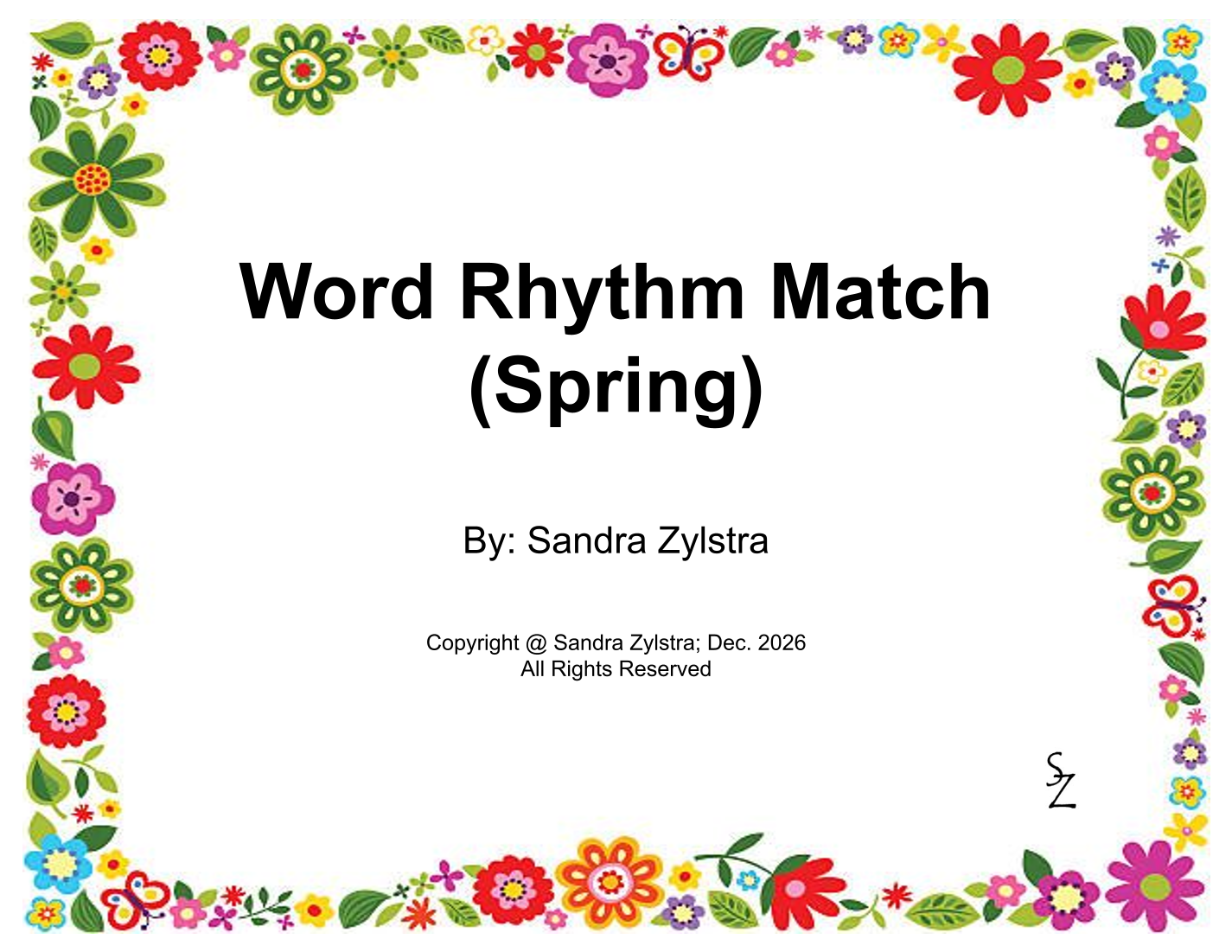 Word Rhythm Match -Spring by Sandra Zylstra Sheet Music for Theory ...