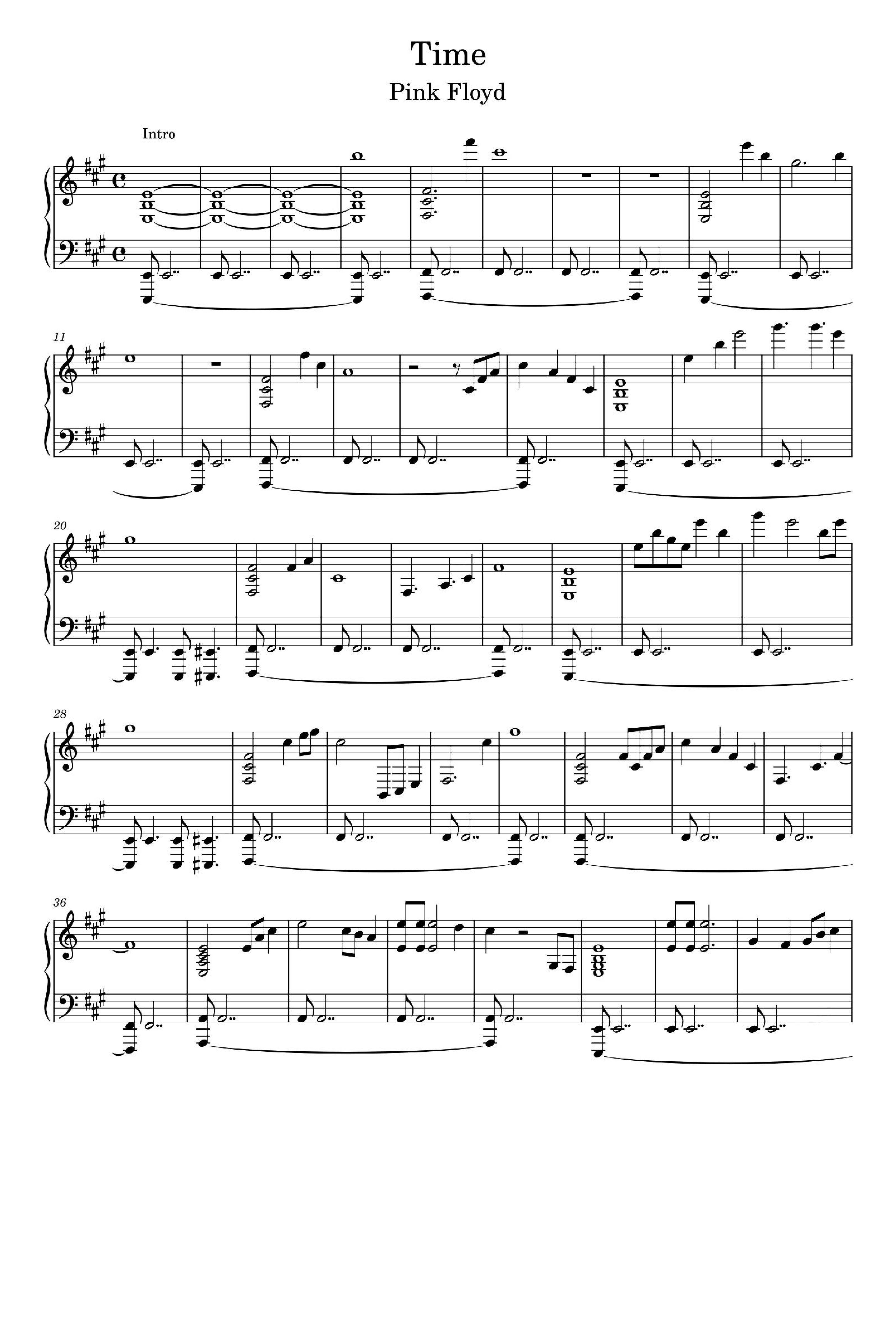 Time (arr. Pink Floyd) by Pink Floyd Sheet Music for Piano Solo at ...