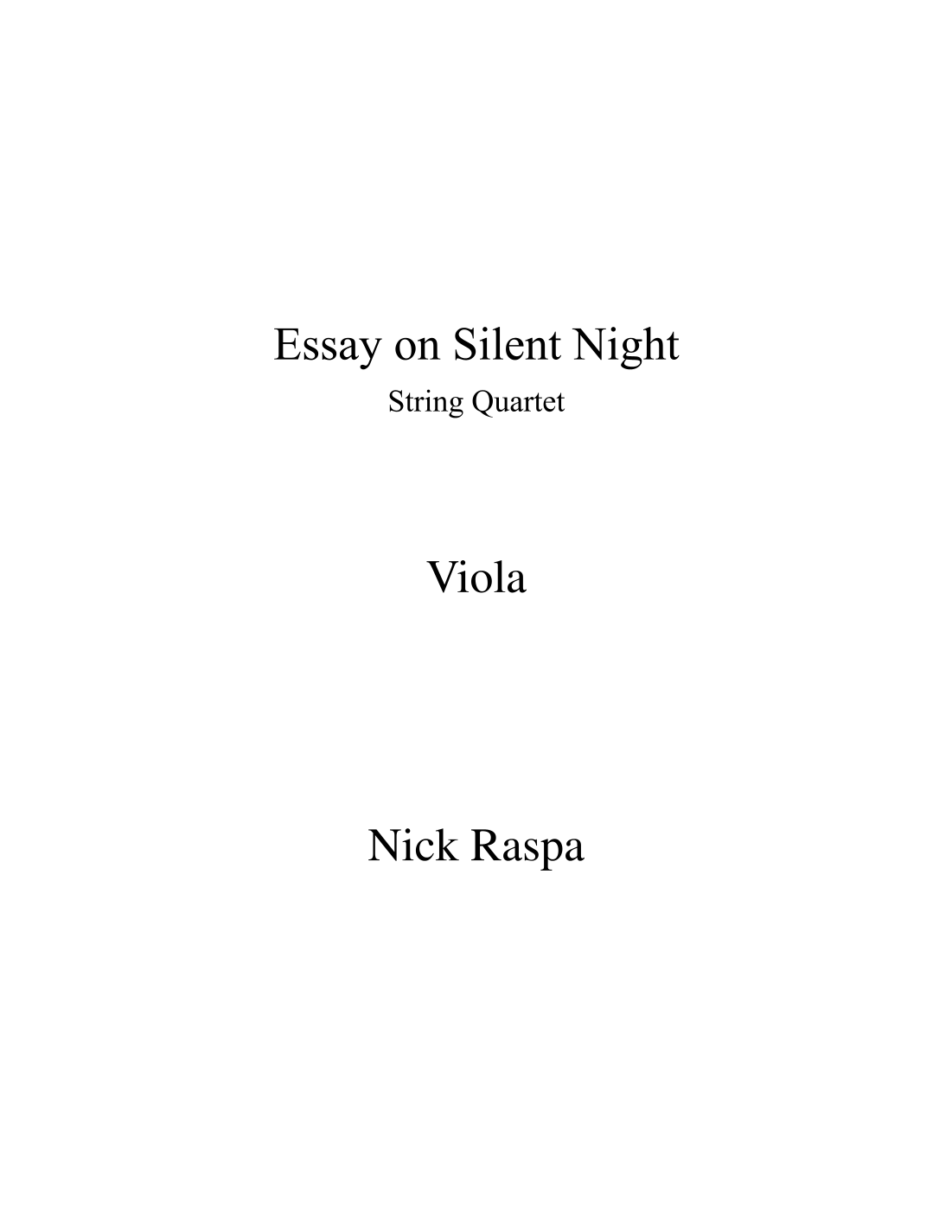 Essay on Silent Night - (string quartet) Viola part Partituras | Nick Raspa | Cuarteto de cuerda