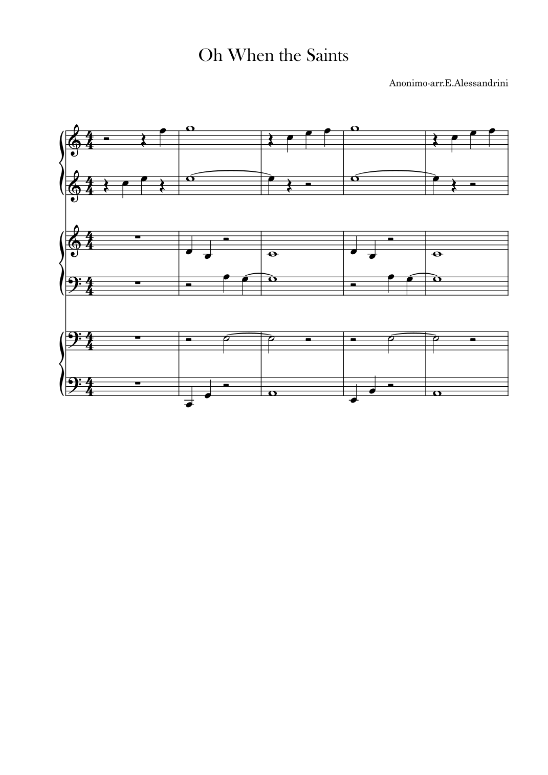 Oh when the Saints. Piano 6 hands (arr. Ester Alessandrini) by Anonimo ...